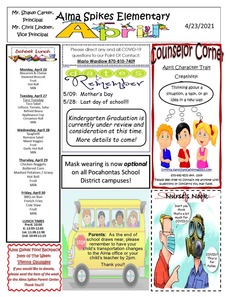 Weekly Newsletter | Pocahontas Elementary School