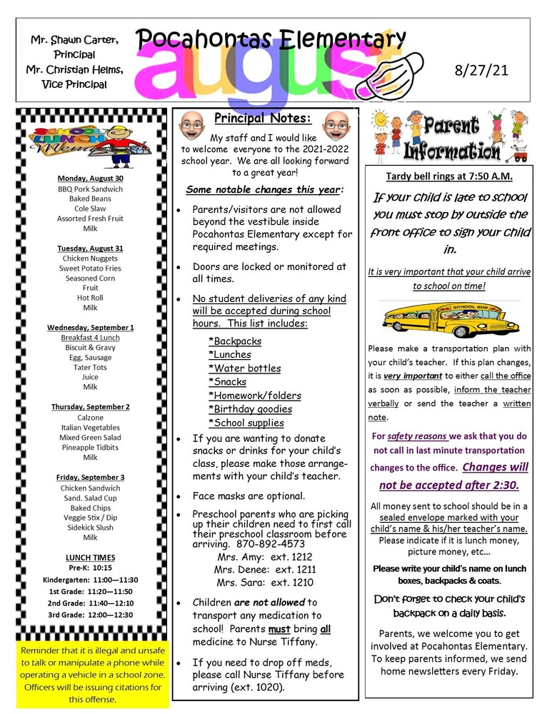 Weekly Newsletter | Pocahontas Elementary School